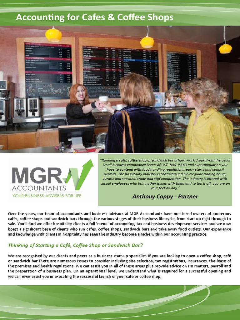 Accounting For Cafes Coffee Shops | PDF | Coffeehouse | Taxes
