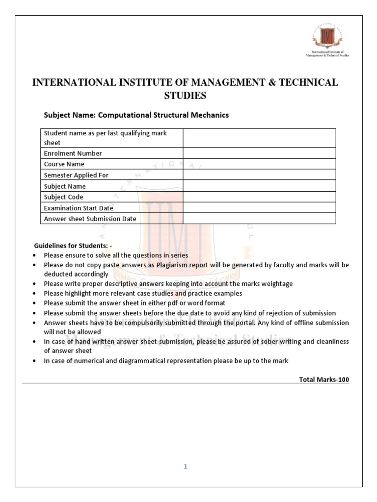 Computational Structural Mechanics-Q.P | PDF | Computers