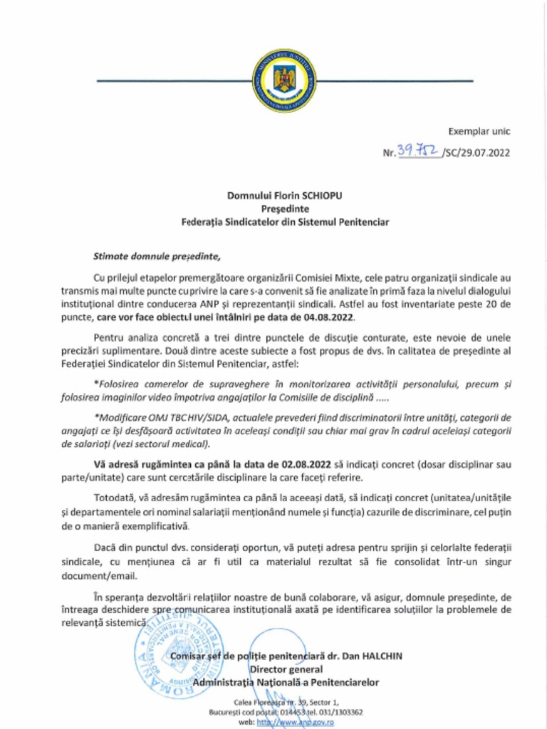 ADRESA FSSP - Solicitare Clarificari | PDF