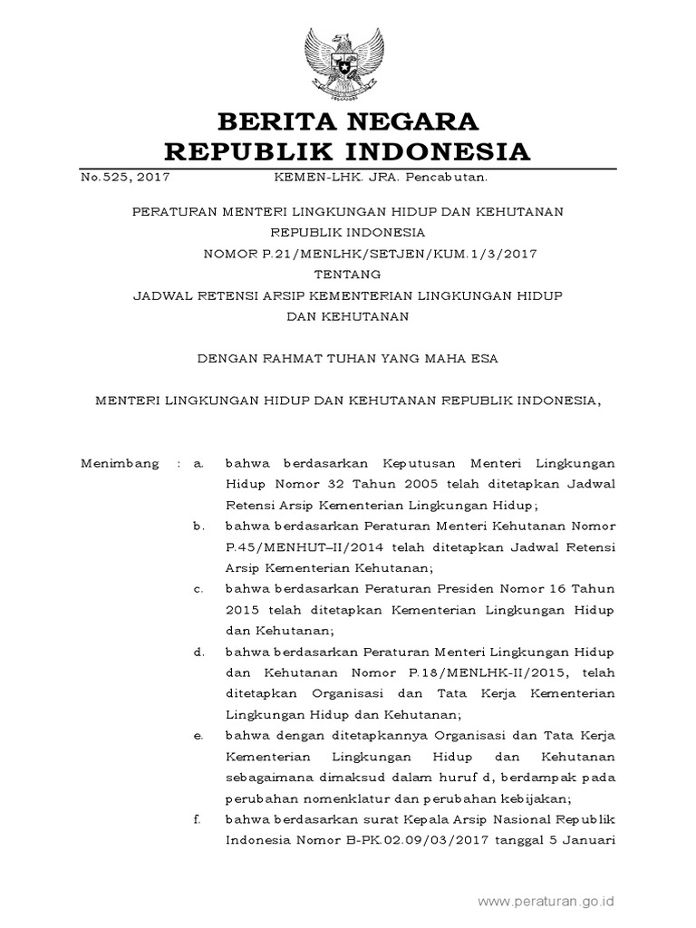 P.21 Jra KLHK | PDF
