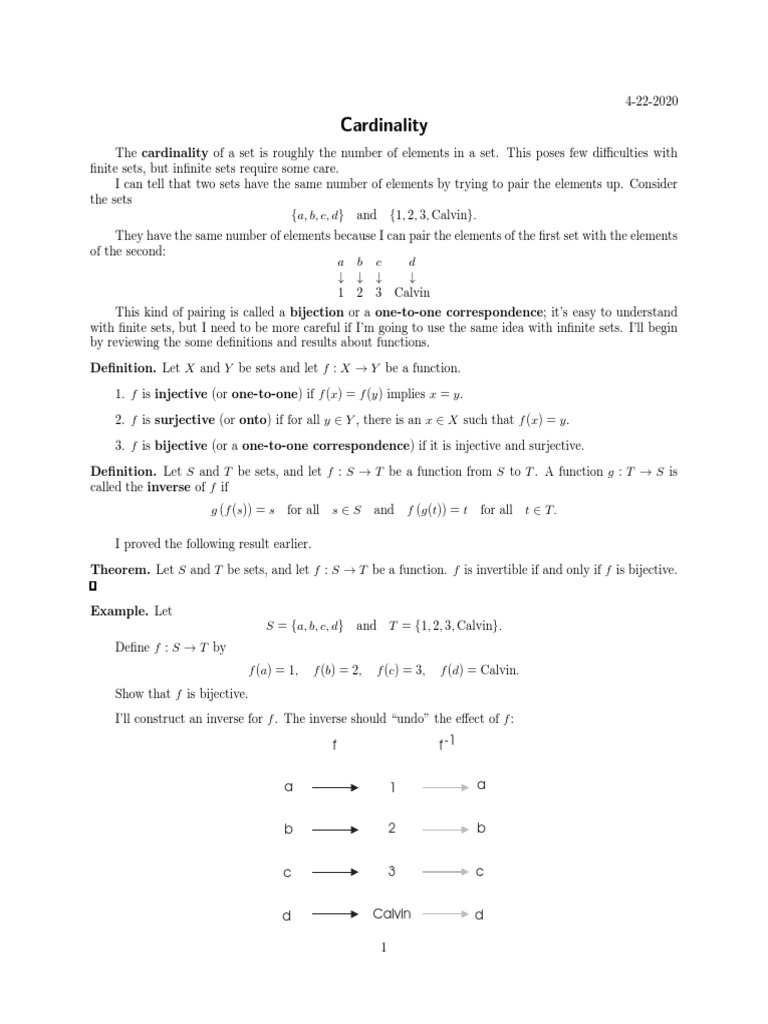 Cardinality Pdf Set Mathematics Function Mathematics