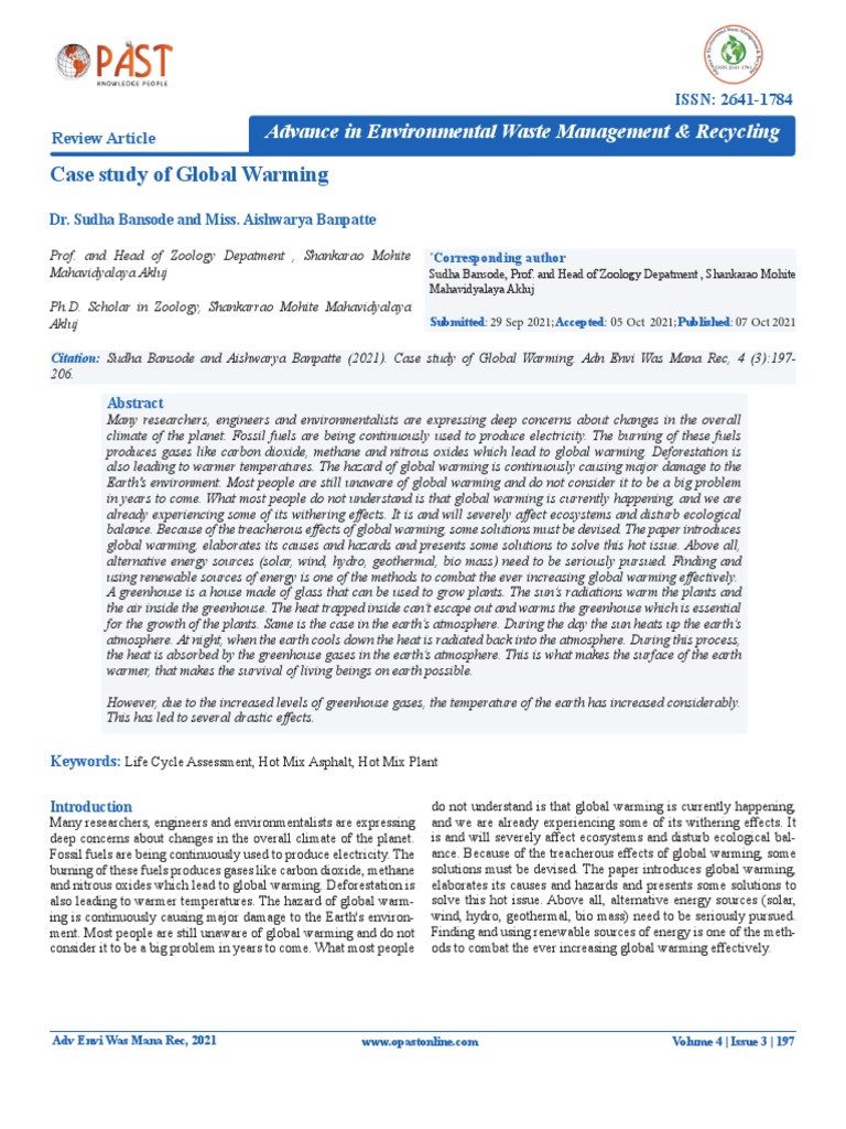 Case Study of Global Warming | PDF | Climate Change | Greenhouse Effect