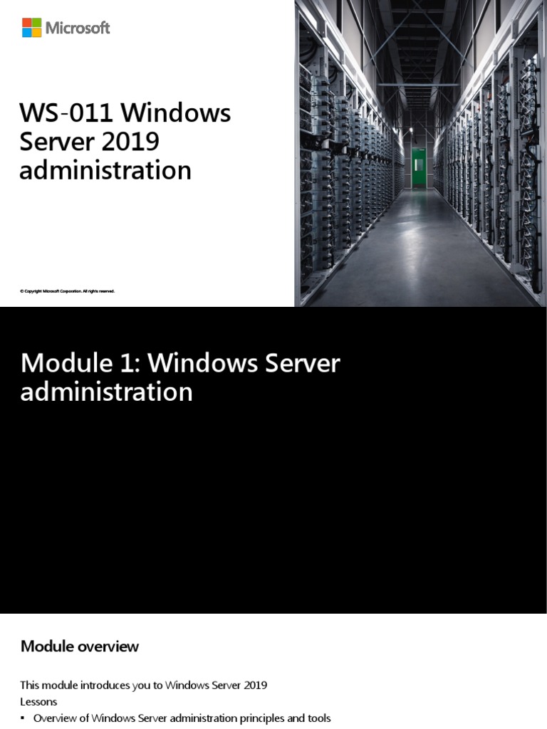 WS-011 Windows Server 2019 Administration | PDF | Microsoft Windows | Server (Computing)