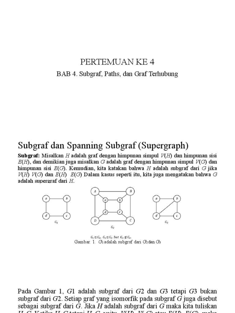 BAB 4 Subgraf, Jalur, Dan Graf Terhubung | PDF