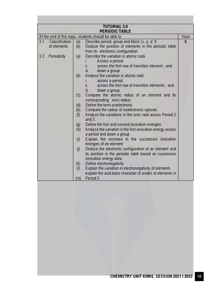 Chapter 3 Periodic Table | PDF