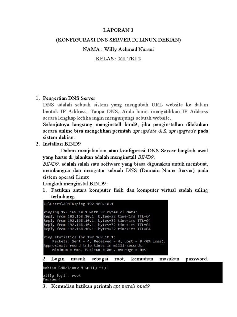 LAPORAN 3 TUGAS (DNS Server) | PDF