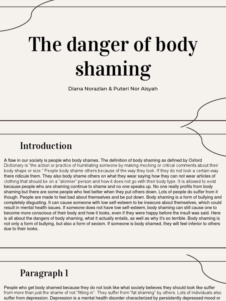 Essay - The Danger of Body Shaming | PDF | Depression (Mood) | Self Esteem
