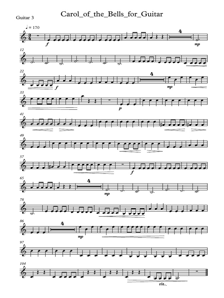 Carol - of - The - Bells - For - Guitar - Guitar 3 - 2022-11-19 1103 ...