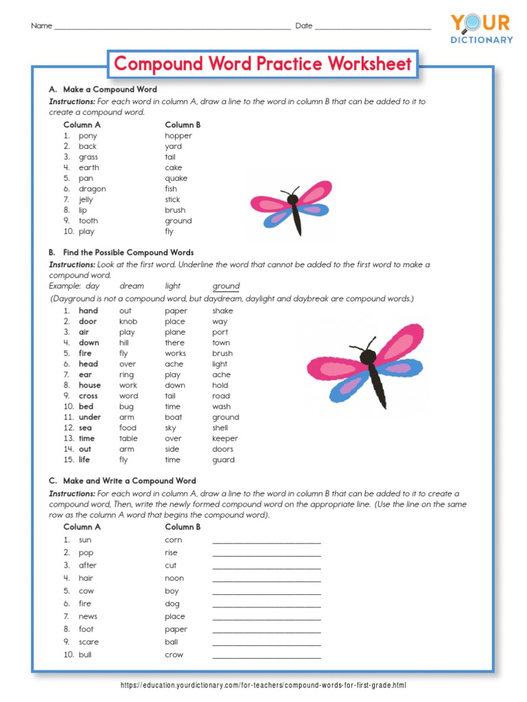 Compound Word Practice Worksheet | PDF