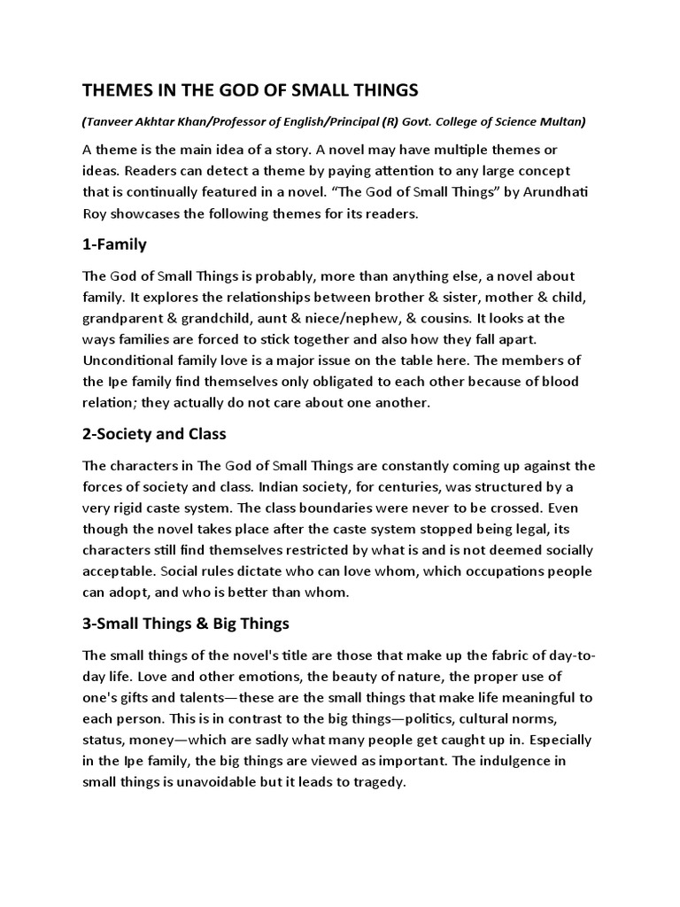 The God of Small Things Major Themes | PDF