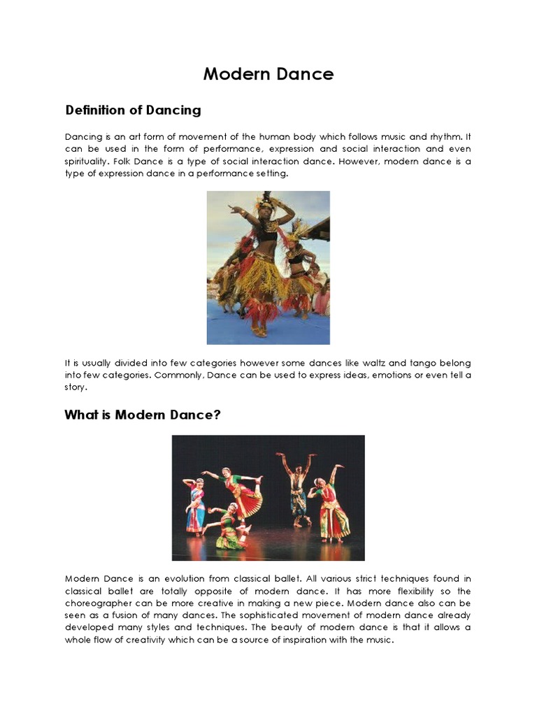 Module 3 Lesson 1 - Modern Dance | PDF | Dances | Ballet