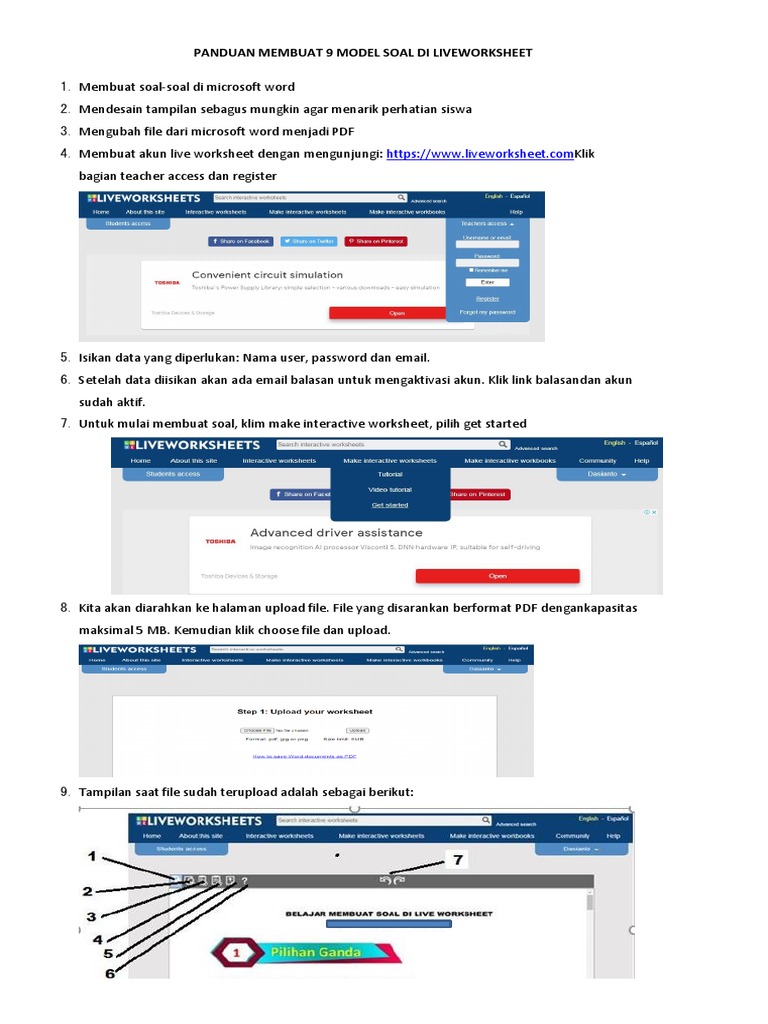 Panduan Buat Soal Interaktif LiveWorksheet | PDF