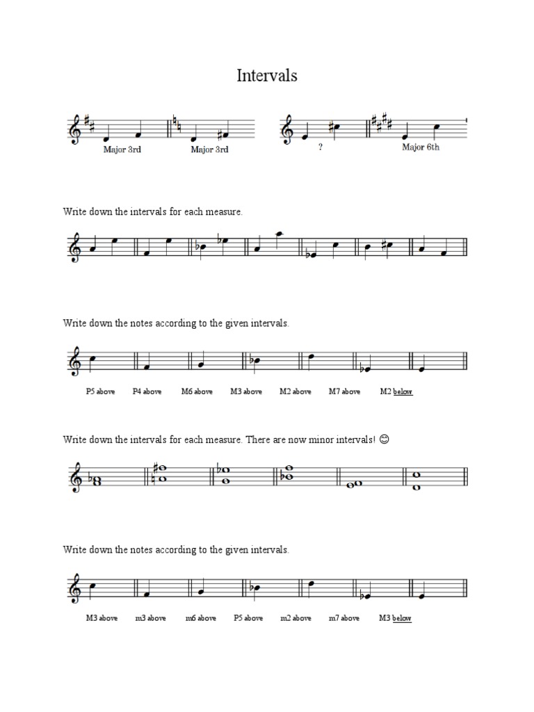 Intervals: Write Down The Intervals For Each Measure | PDF