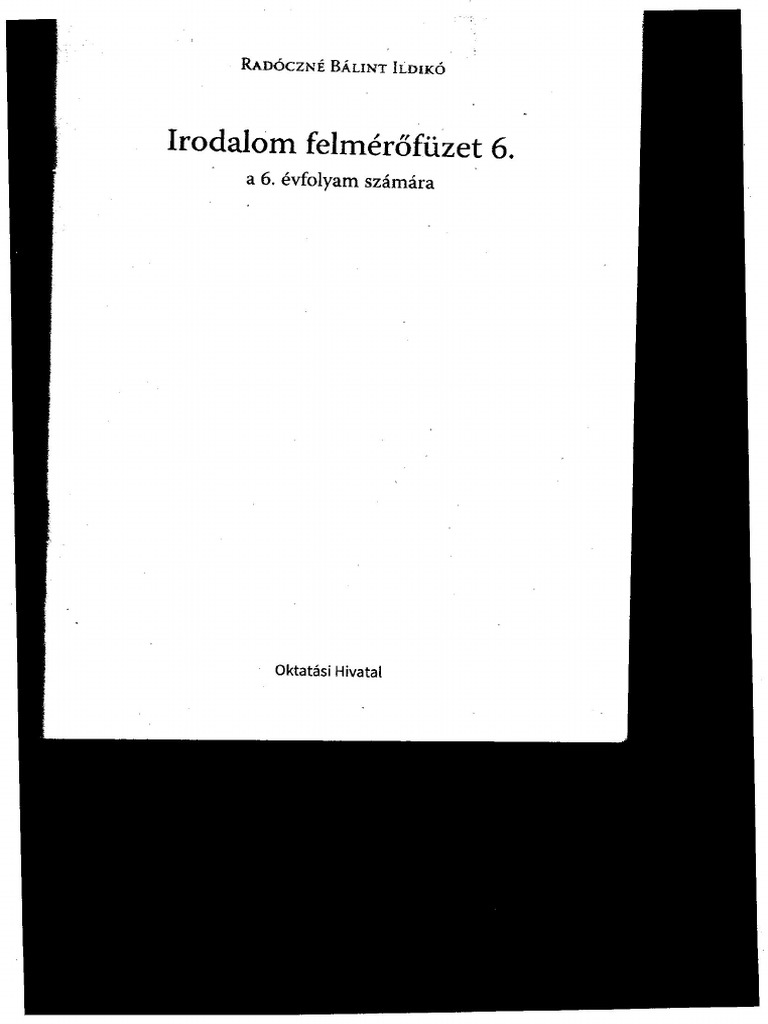 Irodalom Felmérő Füzet 6. Évfolyam | PDF