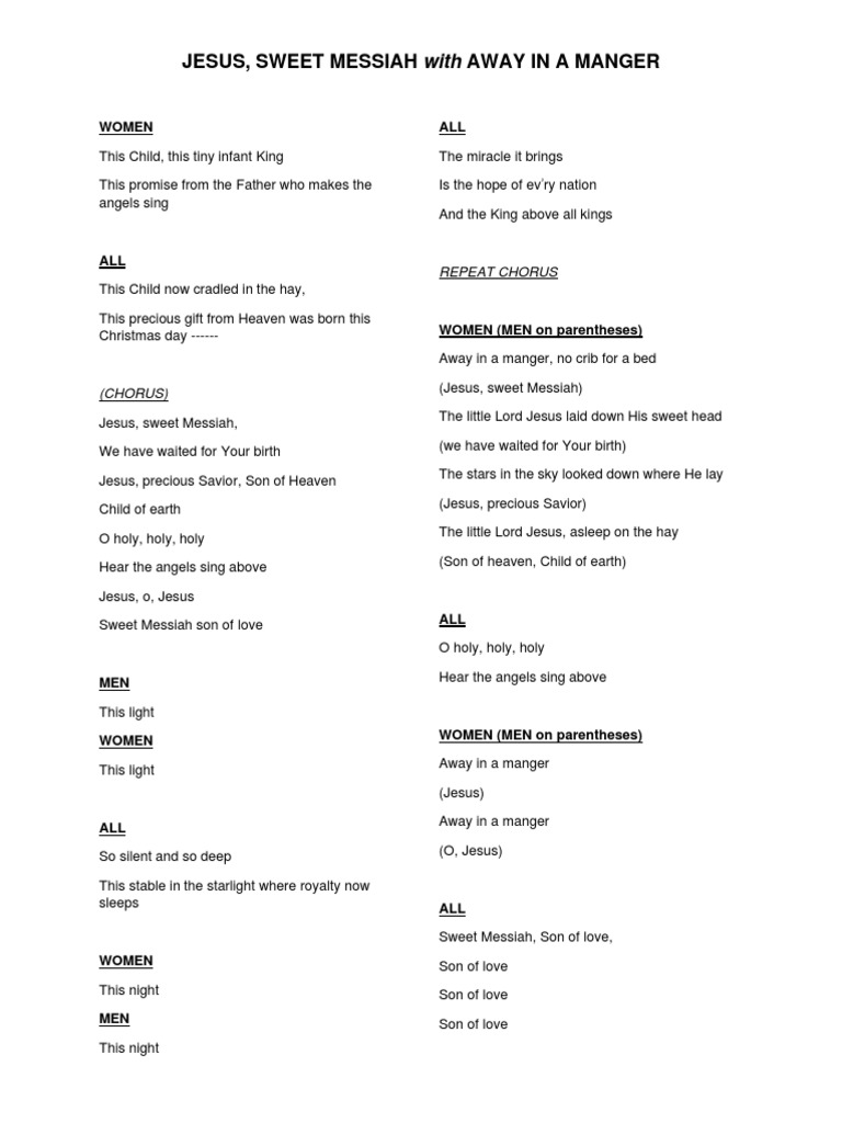 Jesus, Sweet Messiah Lyrics | PDF