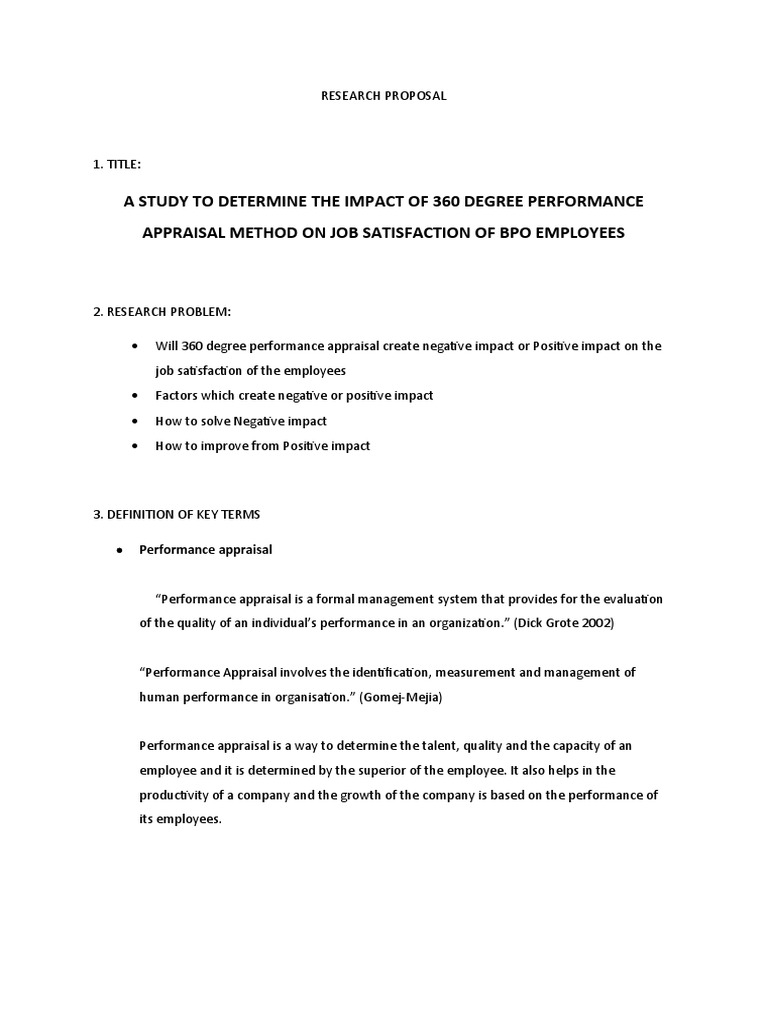 Research Proposal | PDF | Performance Appraisal | Job Satisfaction