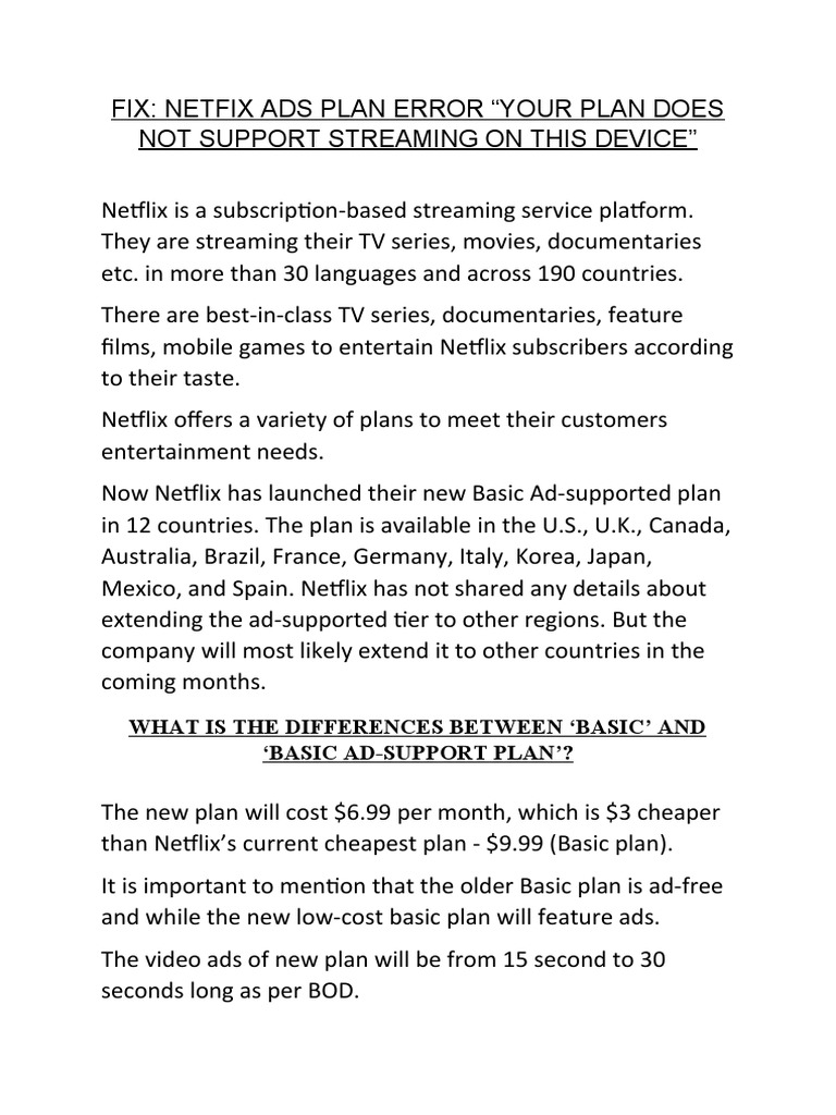 Fix Netflix Ad-Supported Plan | PDF | Netflix | Apple Tv