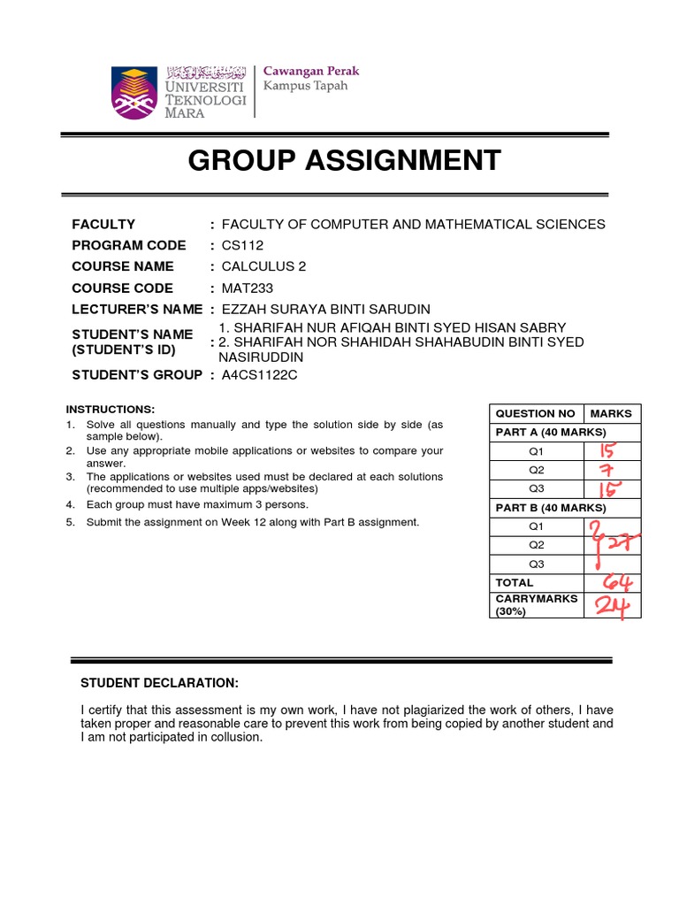 Assignment Mat233 Group 8 | PDF | Function (Mathematics) | Mathematical Relations