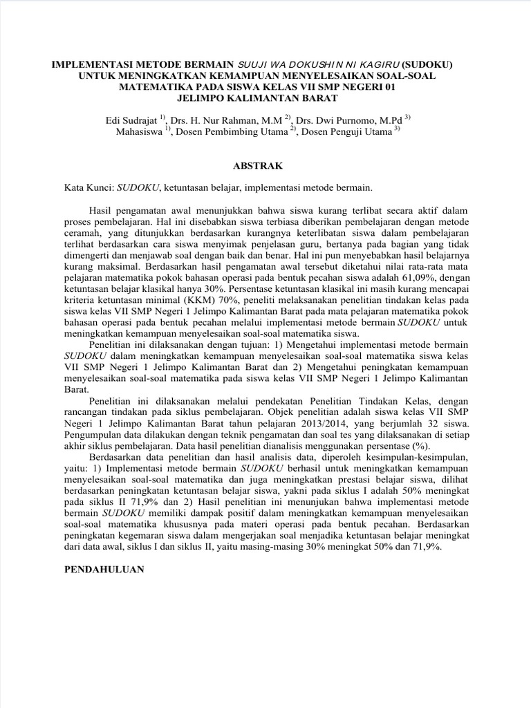 Contoh Jurnal Skripsi | PDF