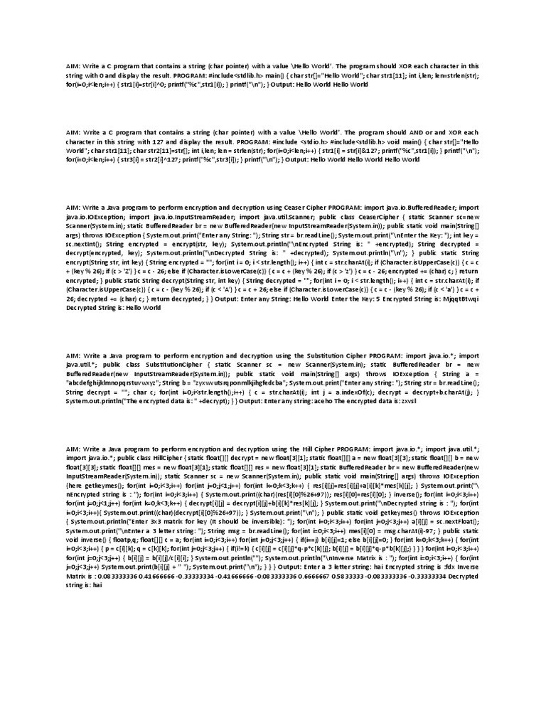 C/Java Program to Implement Rijndael Encryption Algorithm | PDF ...