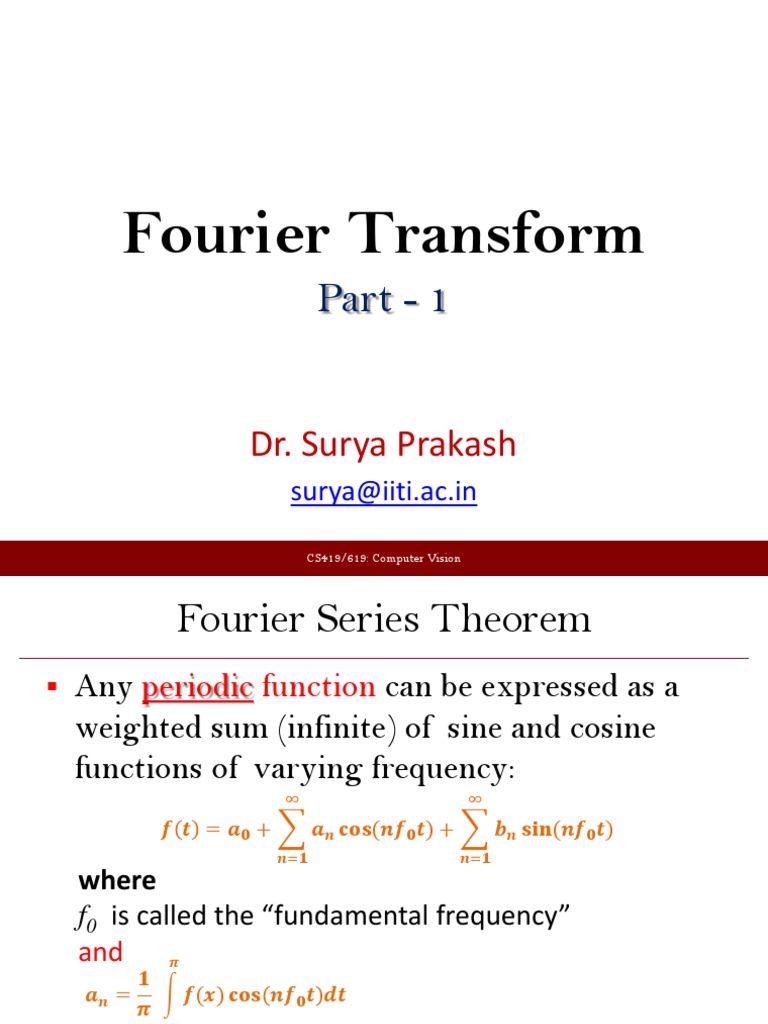 Lecture 4 Fourier Transform Part-1 | PDF | Fourier Transform | Digital ...