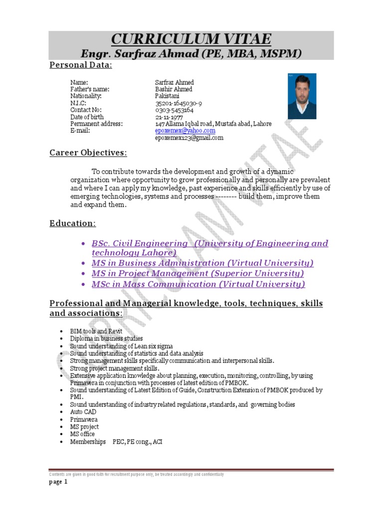 Updated CV | PDF | Project Management | Specification (Technical Standard)