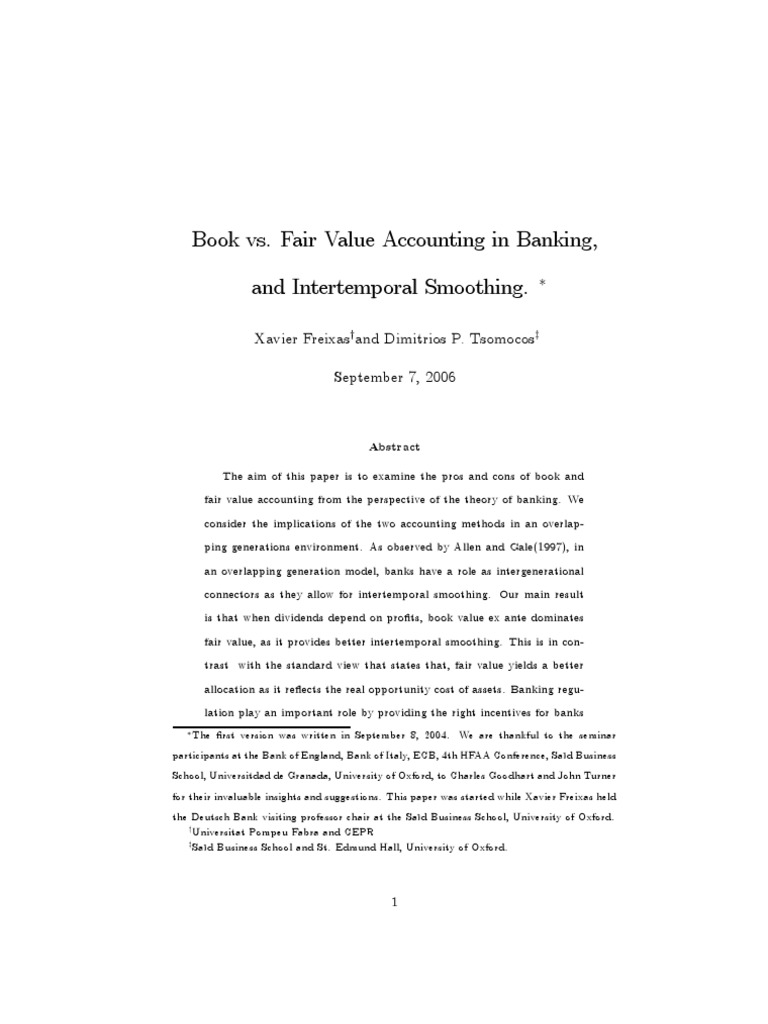 Book vs. Fair Value Accounting in Banking | PDF | Fair Value | Mark To ...