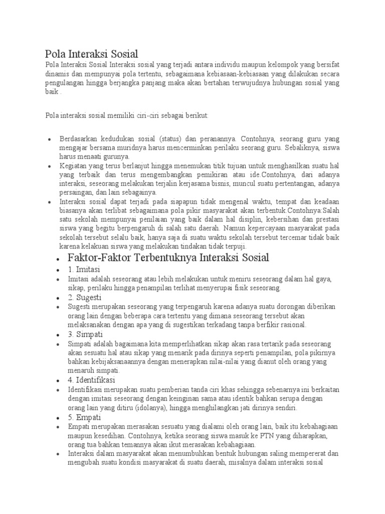 Pola dan Bentuk Interaksi Sosial | PDF