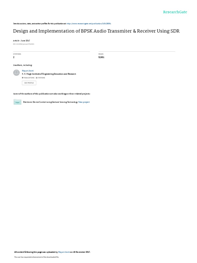 Design and Implementation of BPSK Audio Transmiter | PDF | Software Defined Radio | Radio