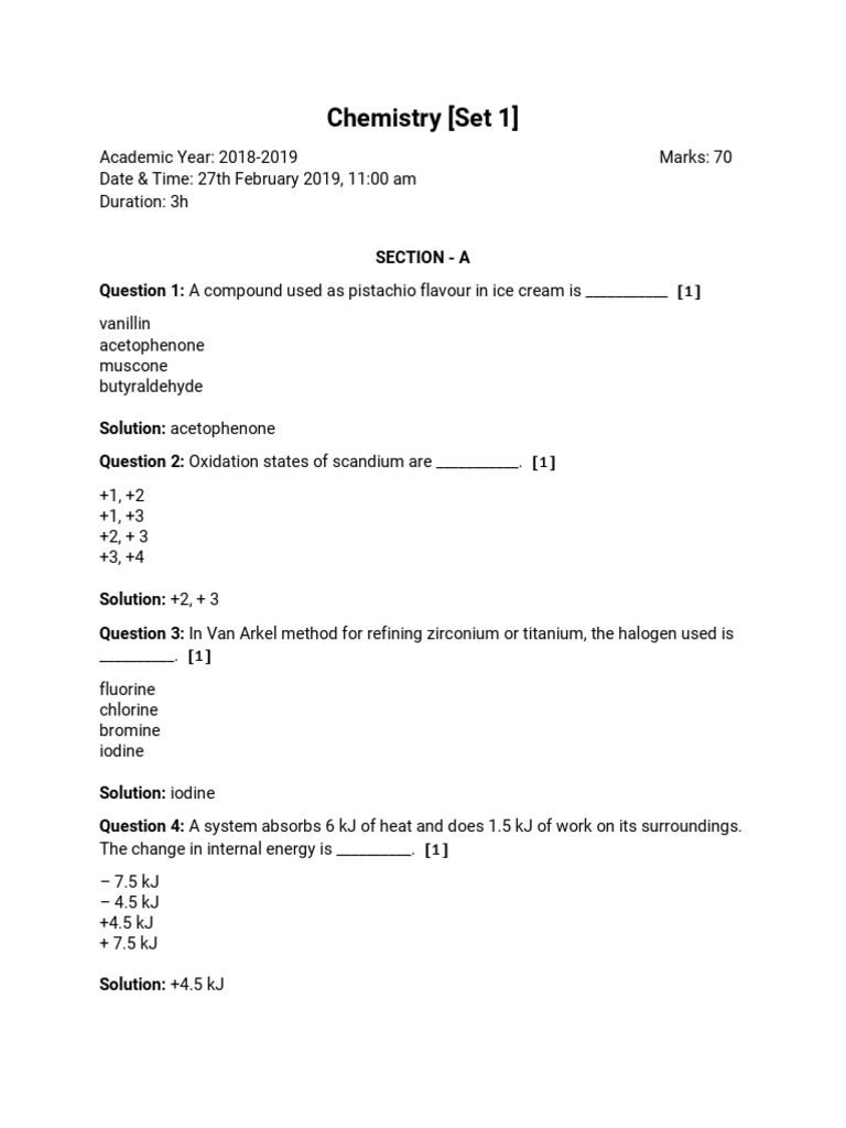 Chemistry 2019 Paper | PDF | Redox | Electrochemistry