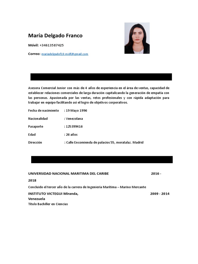 CV - Maria Delgado | PDF | Perú | Venezuela