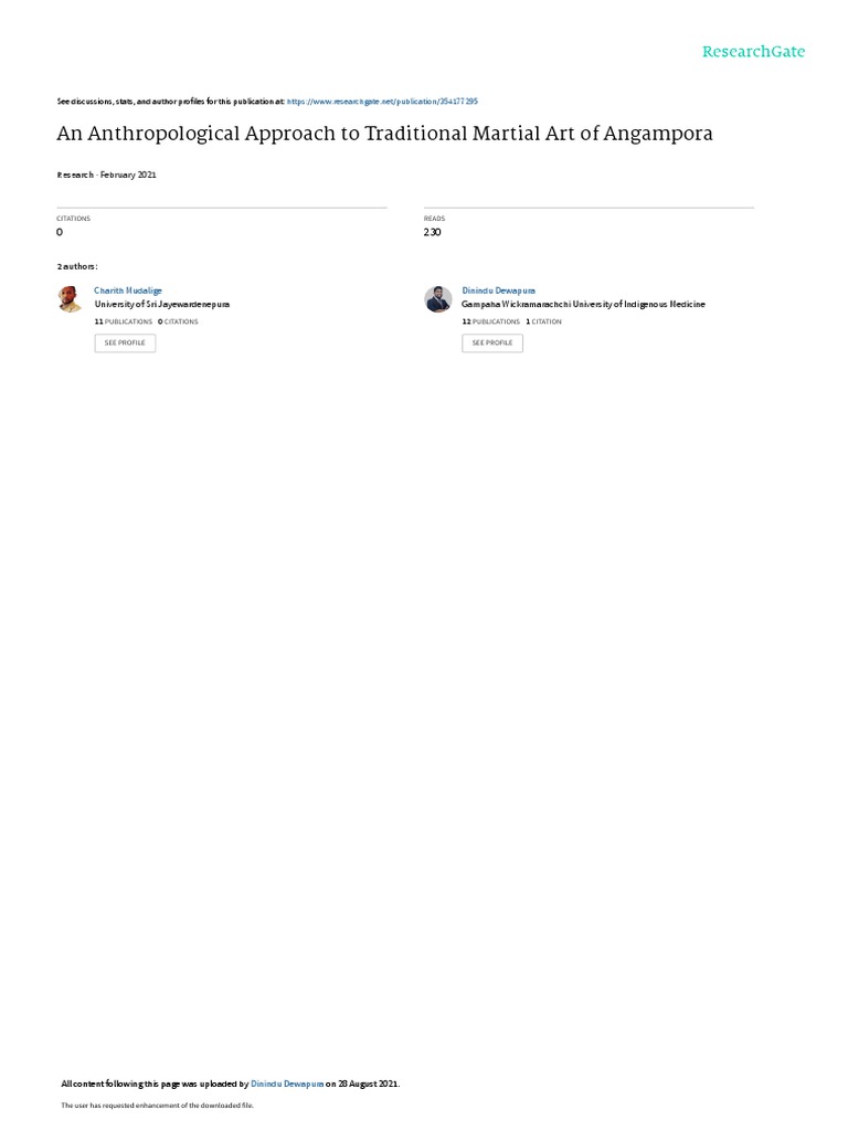 Traditional Martial Artof Angampora | PDF