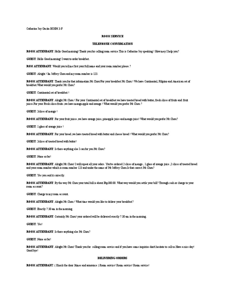 Room - Service (Script) | PDF | Food And Drink