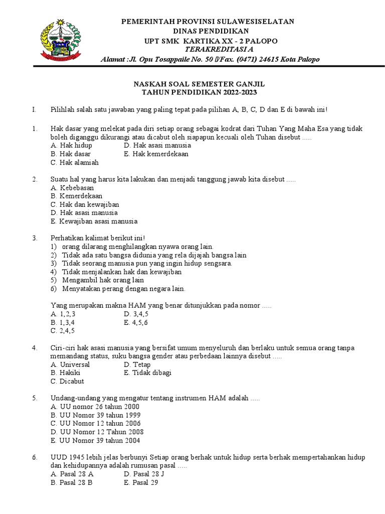 Naskah Soal PKN Xi | PDF