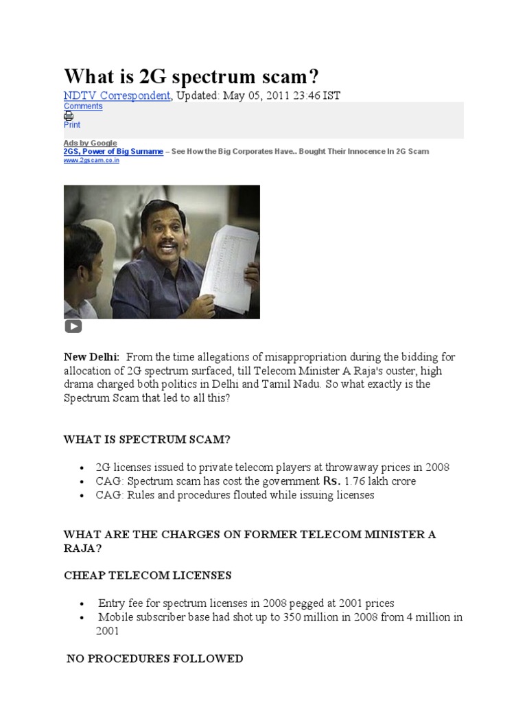 What Is 2G Spectrum Scam?: NDTV Correspondent | PDF | Government ...