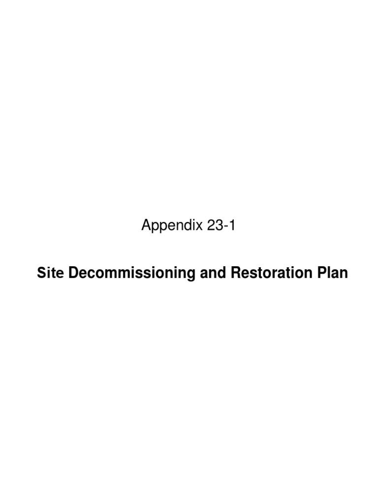 Site Decommissioning and Restoration Plan: Appendix 23-1 | PDF | Surety ...