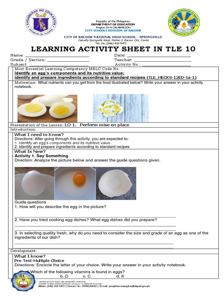 Egg Components and Nutritive Value Guide | PDF