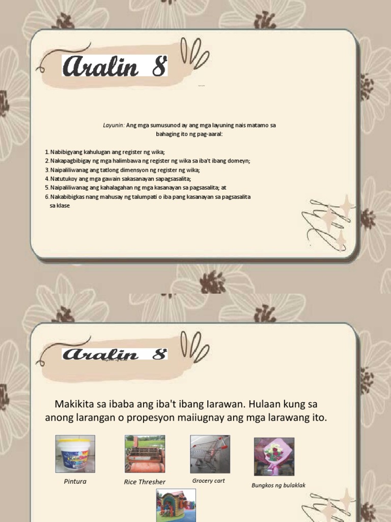 Fil12 Aralin 8 | PDF