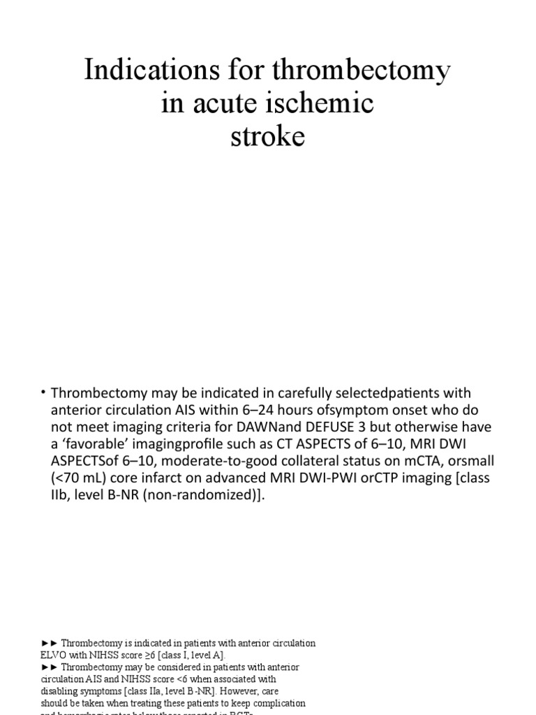 Indications For Thrombectomy in Acute Ischemic | PDF | Science ...