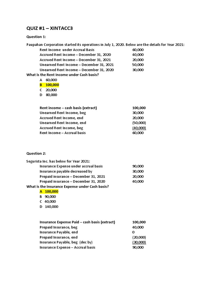Midterm Quiz 1 Answer Key | PDF