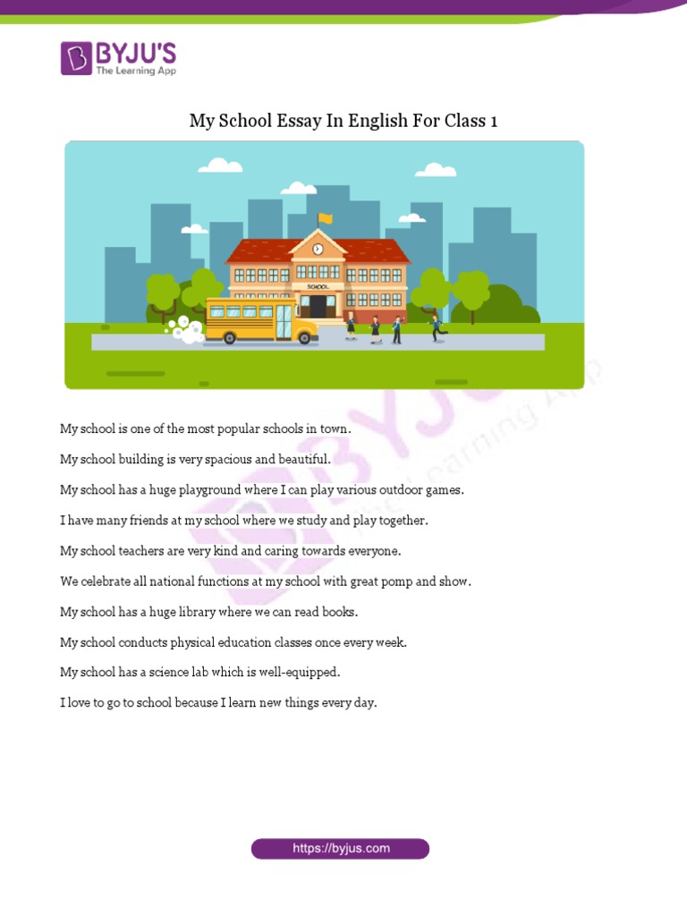 My School Essay For Class 1 | PDF