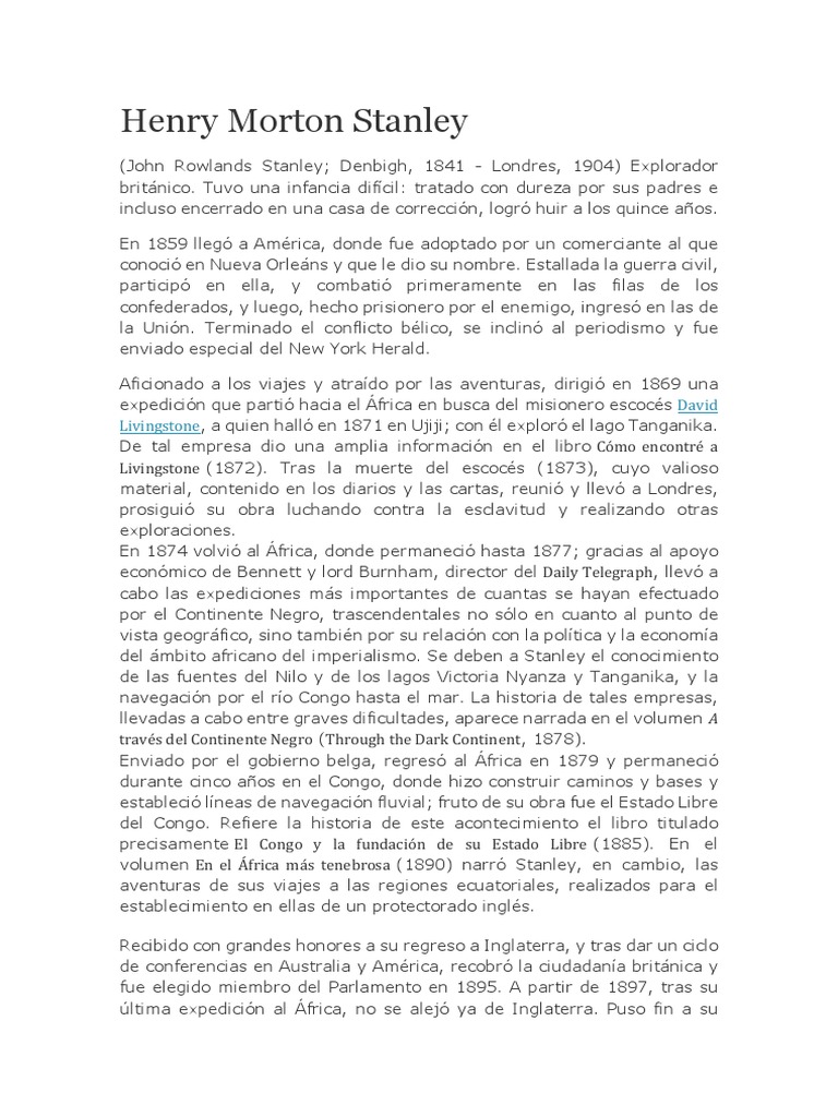 Henry Morton Stanley | PDF