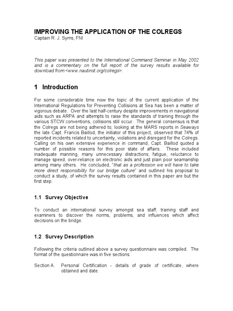 Colregs - Improving Application | PDF | Scenario Planning