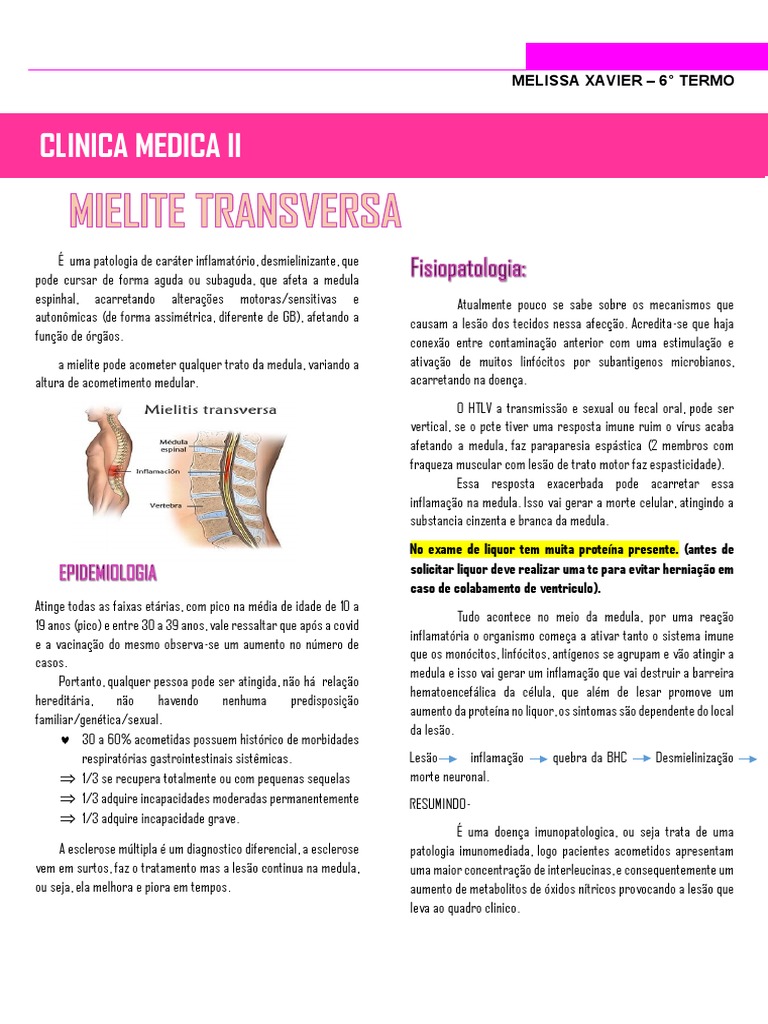 Mielite Transversa: Diagnóstico e Tratamento | PDF | Autoajuda