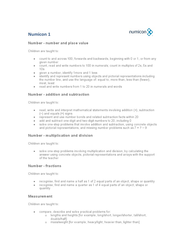 Numicon 1 | PDF | Numbers | Volume