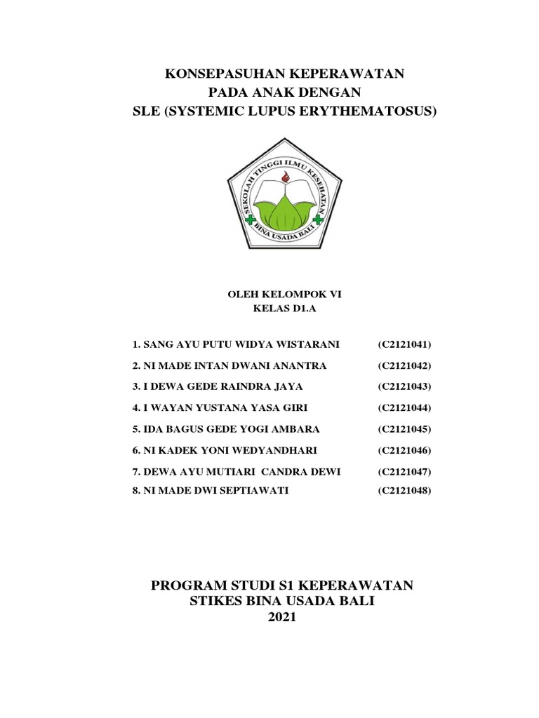 Makalah Konsep Dasar Asuhan Keperawatan Anak Dengan Sle KLP Vi Kelas D1.a | PDF | Sains & Matematika