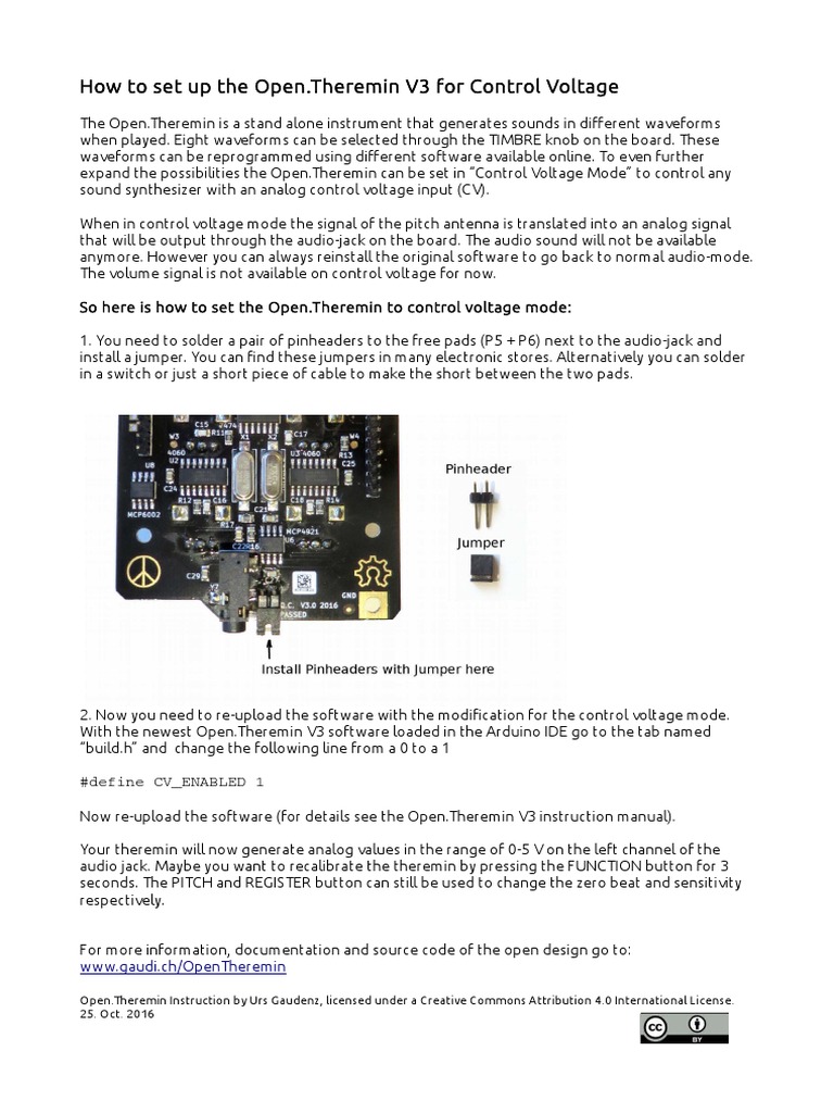 Instructions ControlVoltage OpenThereminV3 | PDF