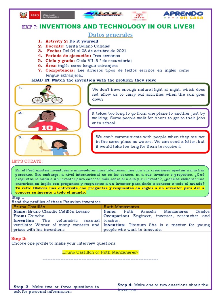 Ingles Experiencia 7 5 Grado Act 3 | PDF