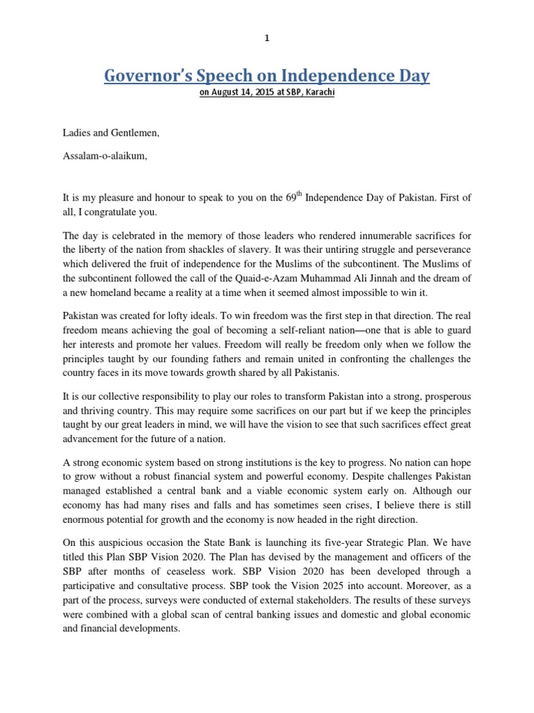 Governor's Speech On Independence Day | PDF | Financial Inclusion ...
