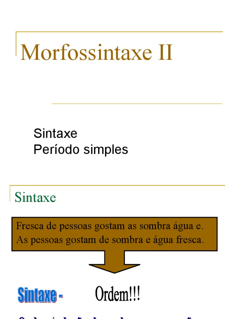 Morfossintaxe II | PDF | Assunto (gramática) | Tipologia linguística